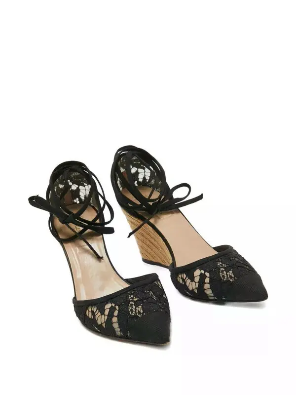 Valentino Garavani Lace Mesh Wedge Pumps