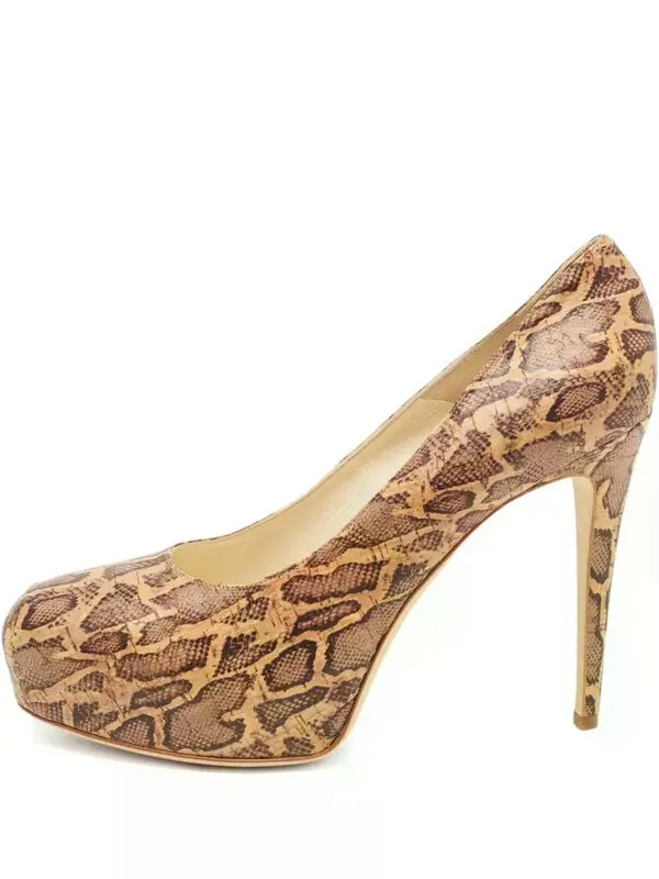 Brian Atwood 130mm Snakeskin-print Platform Heels - Brown