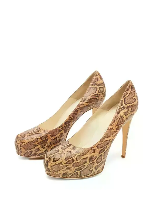 Brian Atwood 130mm Snakeskin-print Platform Heels