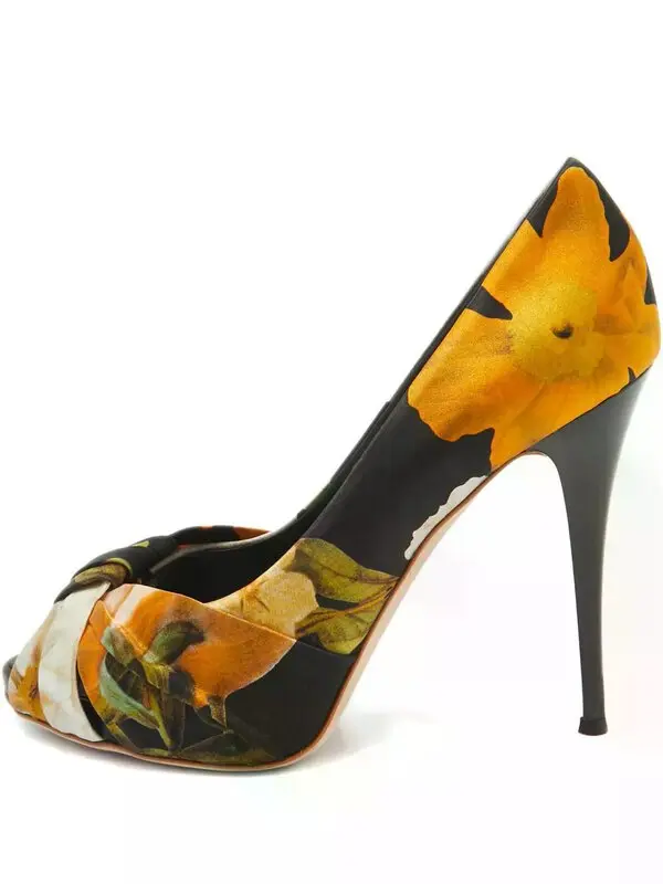 GIUSEPPE ZANOTTI 115mm Floral-print Peep-toe Pumps - Black