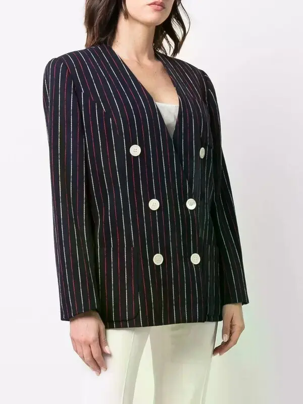 Celine 1980s Striped Double-breasted Blazer
