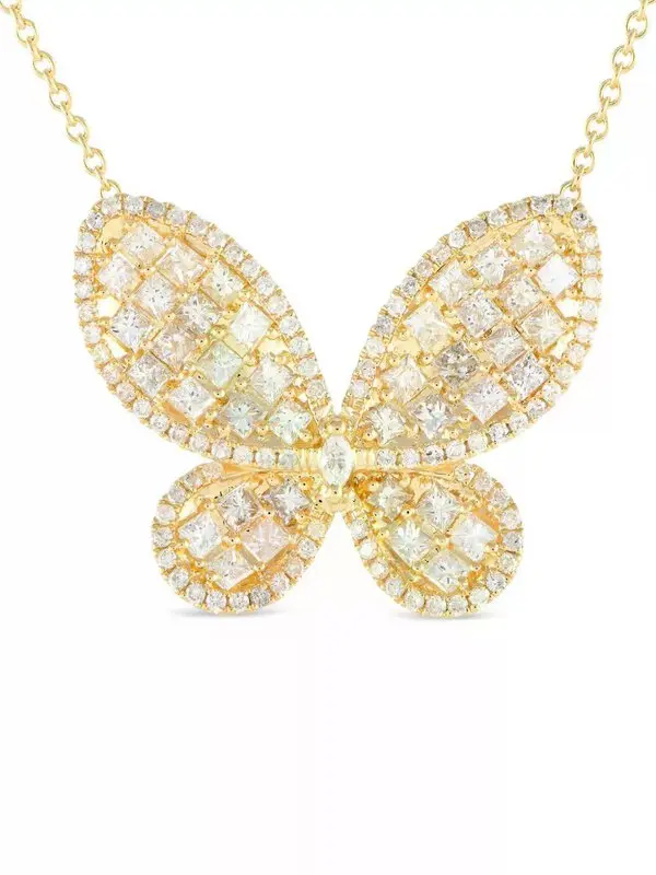 LB EXCLUSIVE 14k Yellow Butterfly Diamond Necklace - Gold