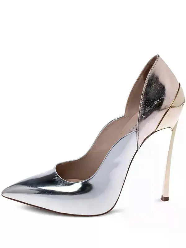 Casadei 110mm Metallic Leather Pumps - Grey