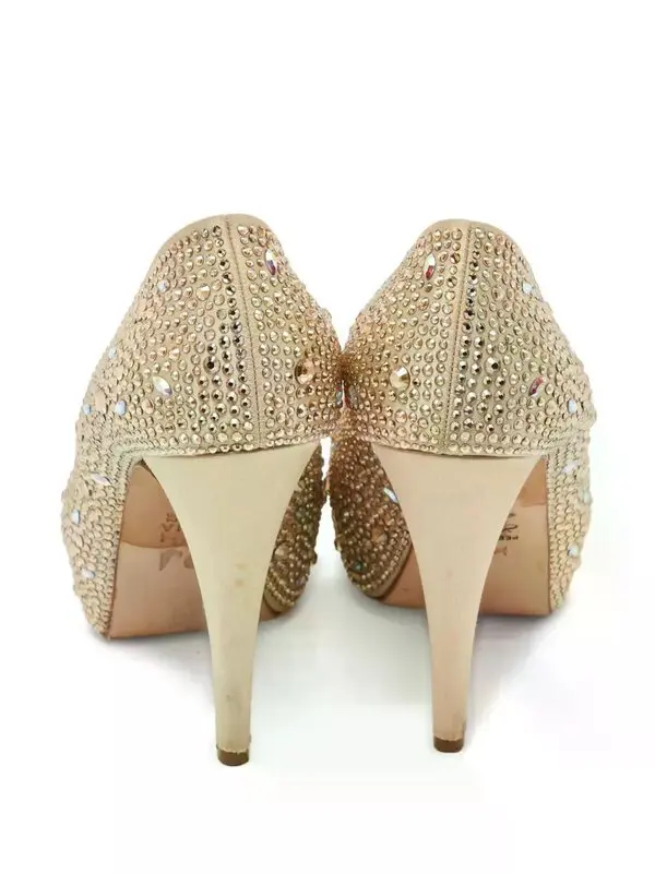GINA Rhinestone-embellished Peep-toe Pumps