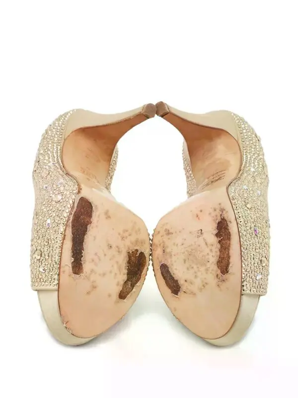 GINA Rhinestone-embellished Peep-toe Pumps