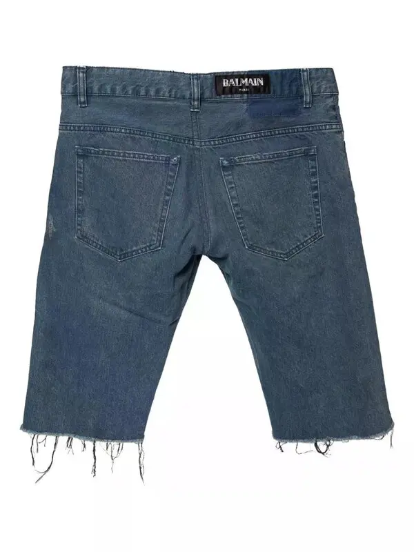 Balmain Ripped-detail Denim Shorts