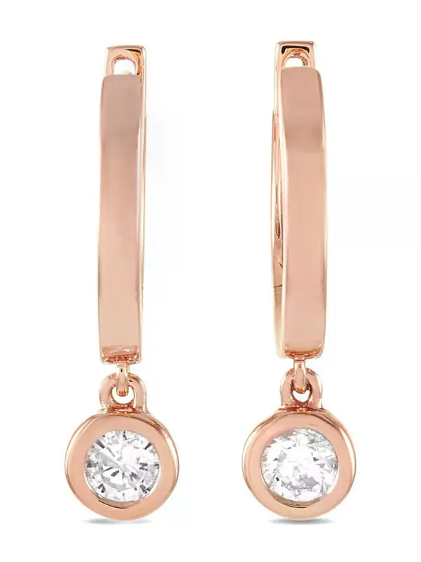 LB EXCLUSIVE 14k Rose Gold Diamond Hoop Earrings - Pink