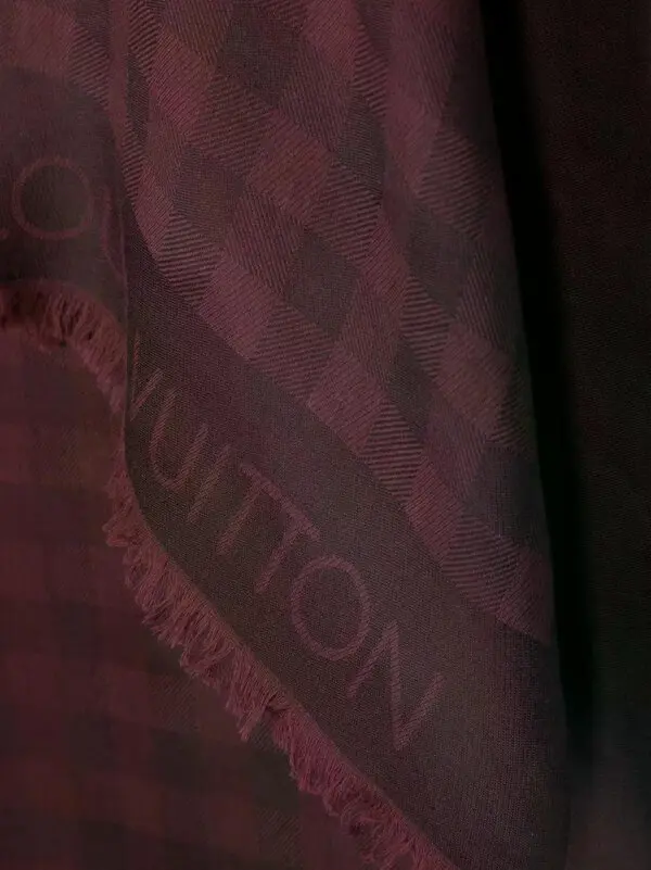 LOUIS VUITTON 2000s Check-pattern Frayed Scarf