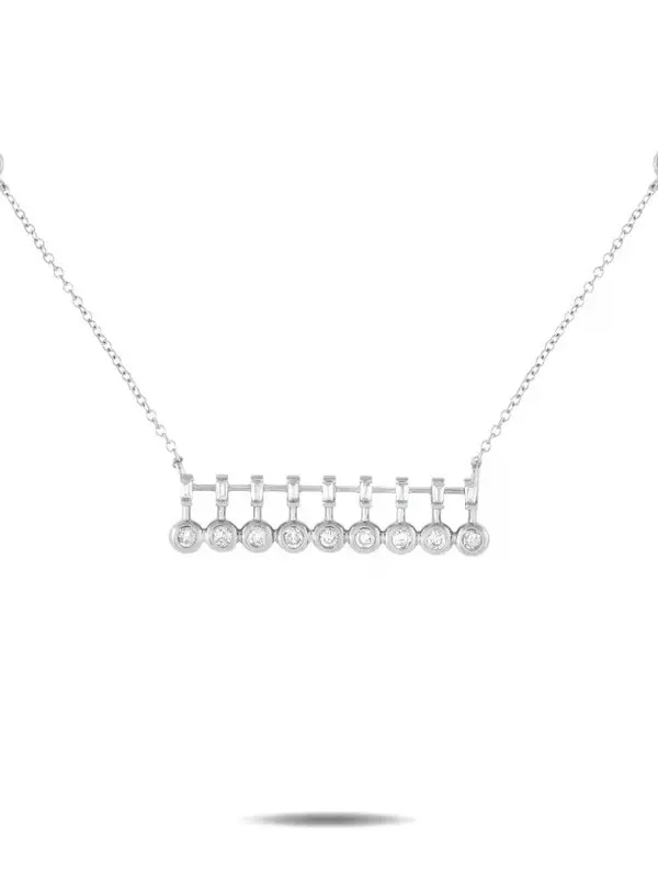 LB EXCLUSIVE 14k White Gold Diamond Bar Necklace - Silver