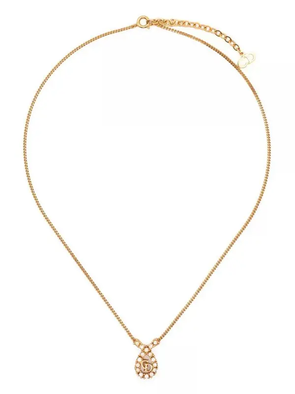 Dior 1990s Cd Pendant Necklace - Gold