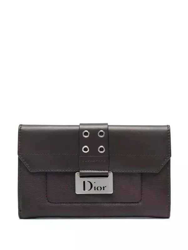 Dior 2000s Logo Clasp Wallet - Brown