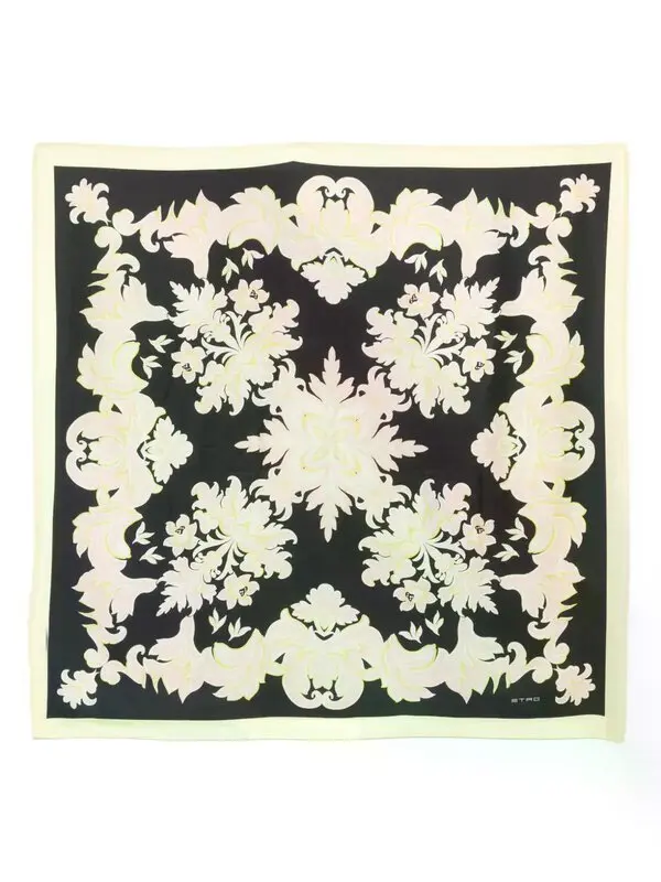 Etro Floral-print Silk Scarf - Black