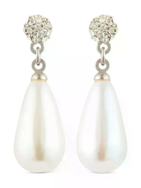 SUSAN CAPLAN 1980s Faux-pearl Drop Earrings - Silver