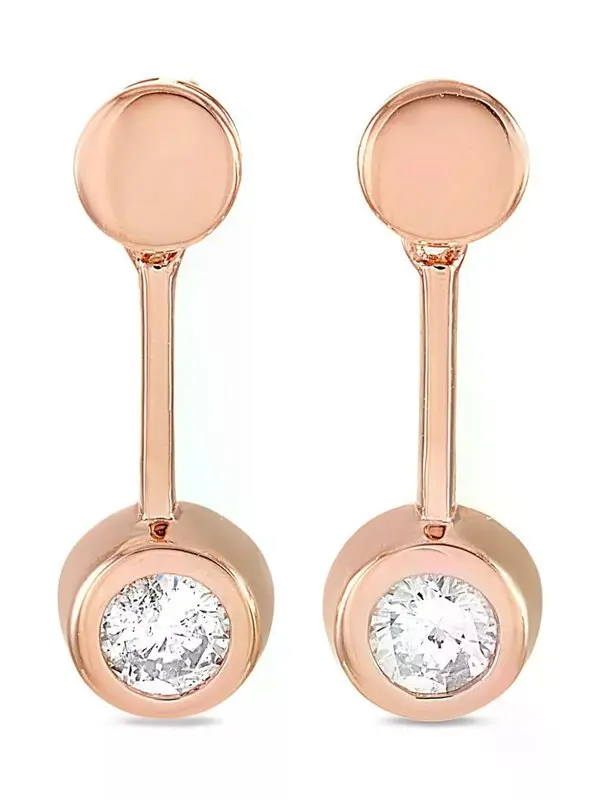 LB EXCLUSIVE 14kt Rose Gold Diamond Drop Earrings - Pink