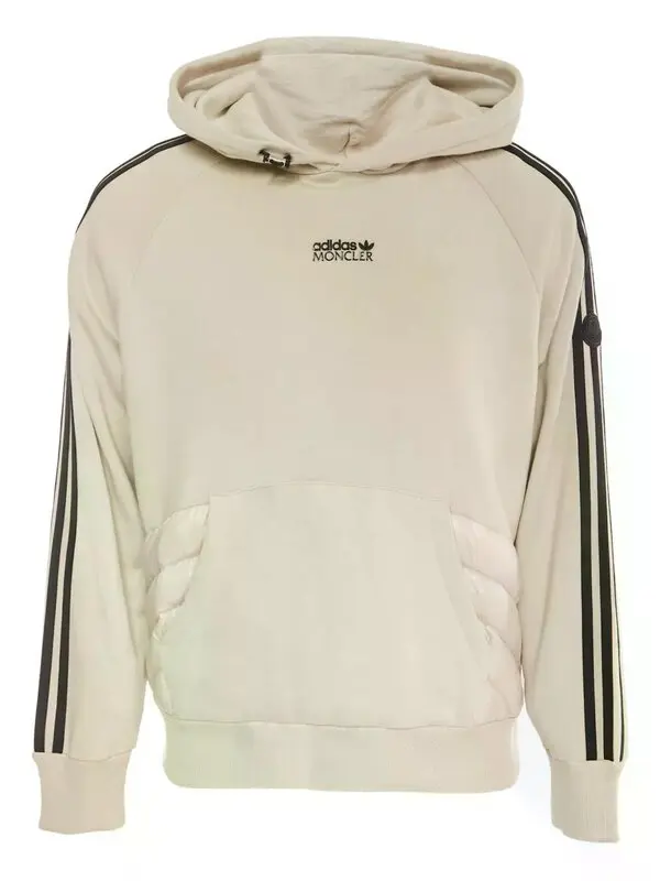 Moncler X Adidas Striped-trim Hoodie - Grey