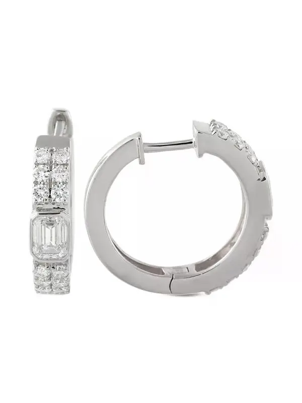 LB EXCLUSIVE 18k White Gold Diamond Hoop Earrings - Silver