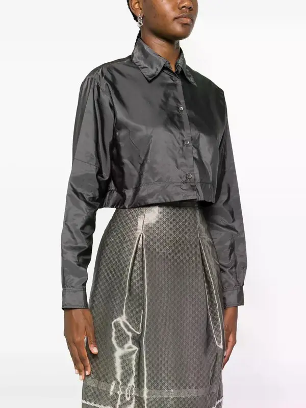 Prada 2000s Cropped Chiffon Silk Shirt