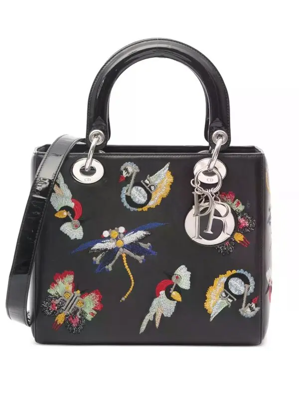 Dior Lady Two-way Enamel Embroidery Handbag