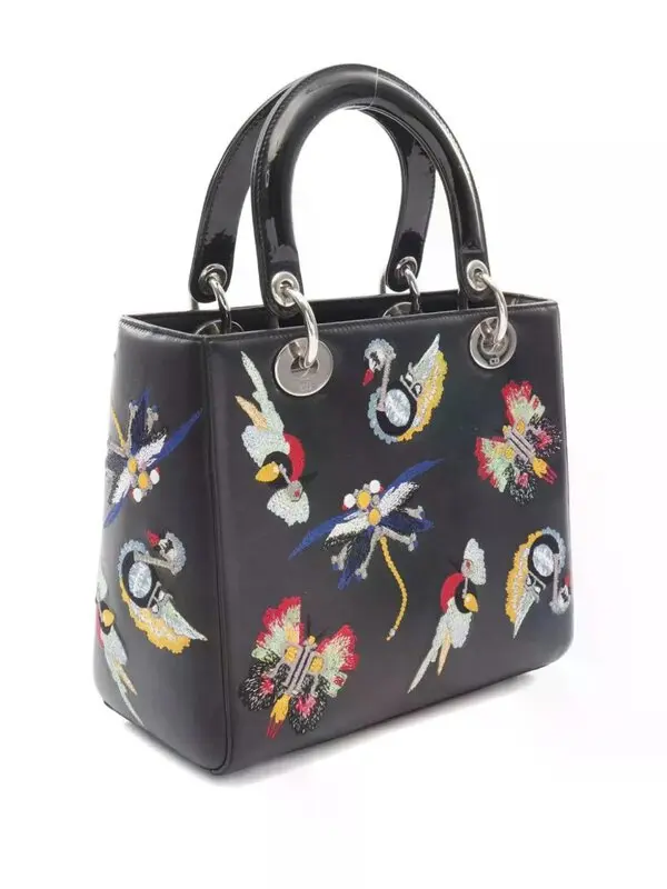 Dior Lady Two-way Enamel Embroidery Handbag