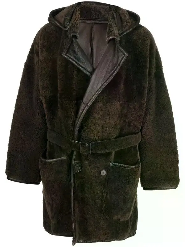 Gianfranco Ferre 1990s Shearling Hooded Coat