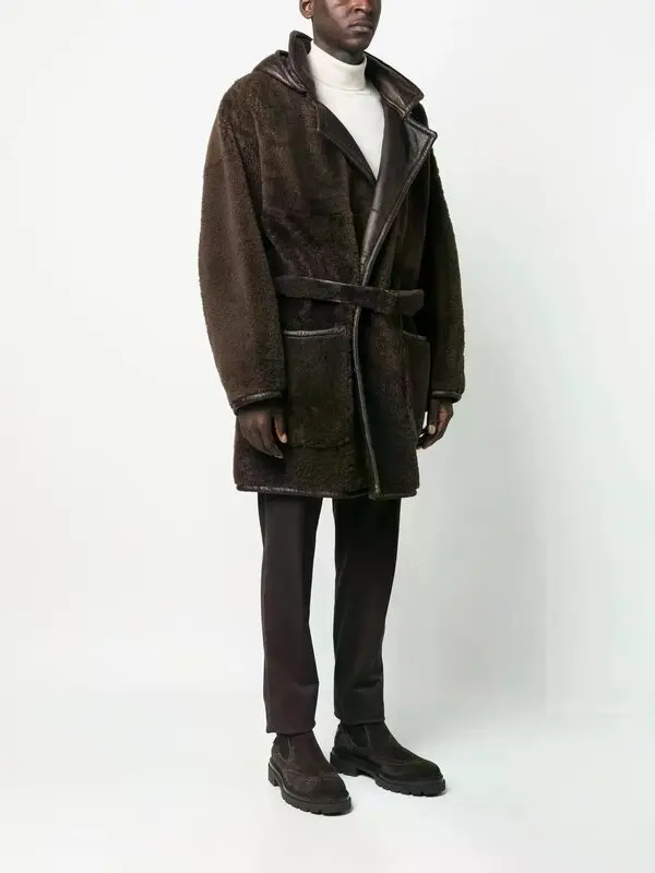 Gianfranco Ferre 1990s Shearling Hooded Coat
