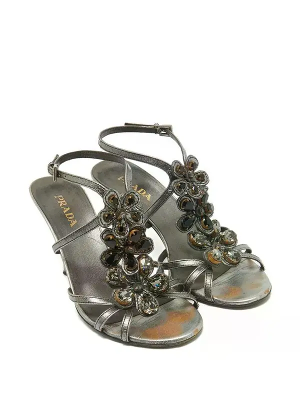 Prada Crystal-embellished Leather Sandals