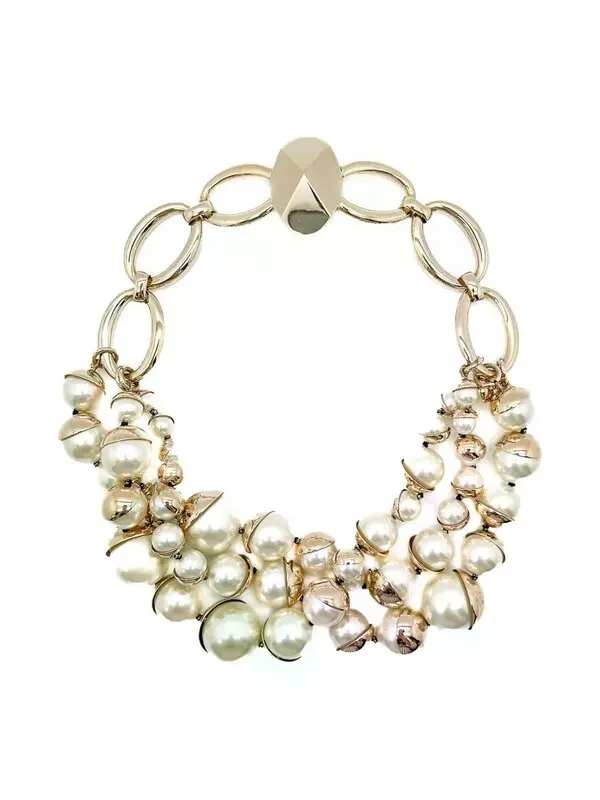 Dior 2010 Mise En Triple Pearl Necklace - Gold