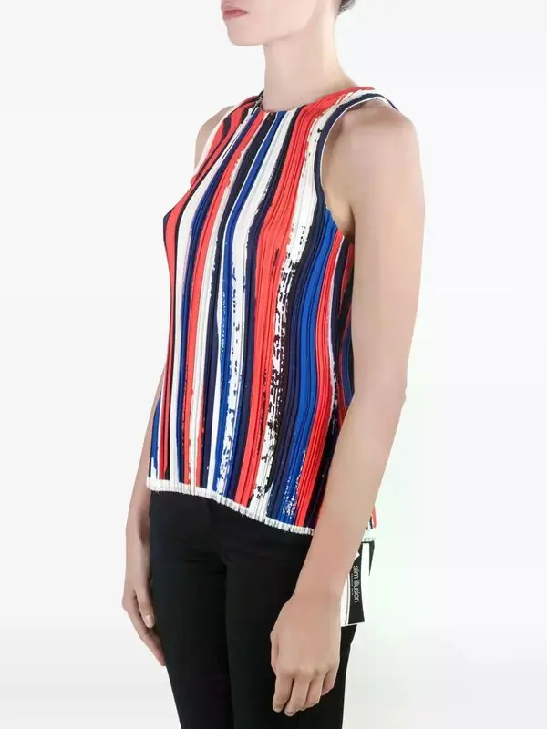 DION LEE Pleated Striped Tank Top