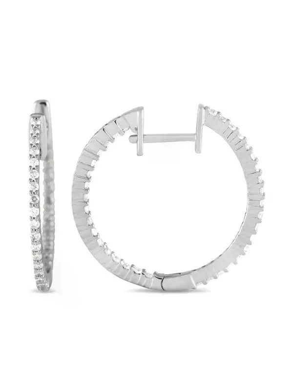 LB EXCLUSIVE 14k White Gold Diamond Hoop Earrings