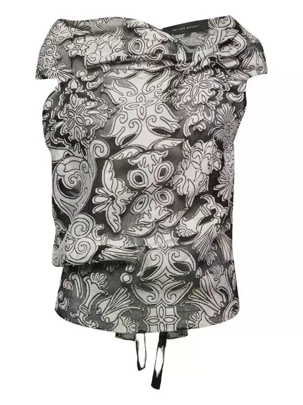 Roland Mouret Draped Damask Top