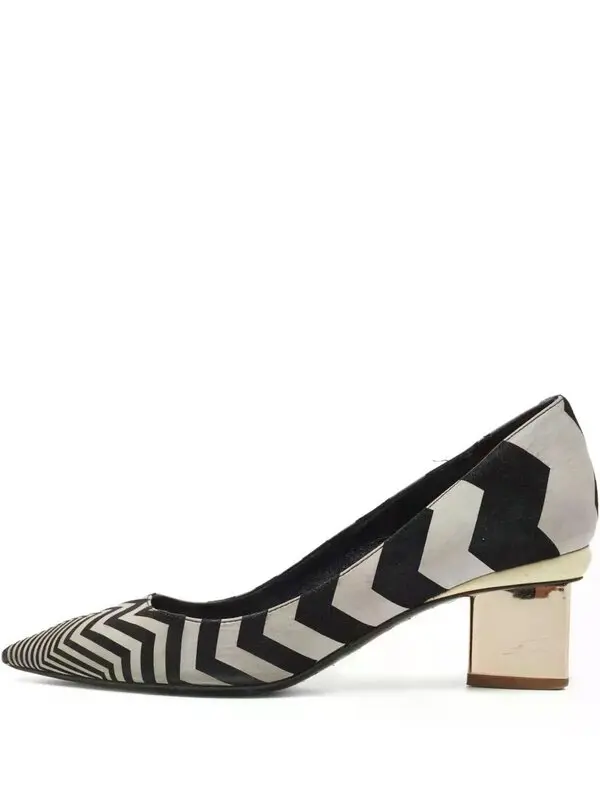 NICHOLAS KIRKWOOD 45mm Chevron-print Block-heel Pumps - Black
