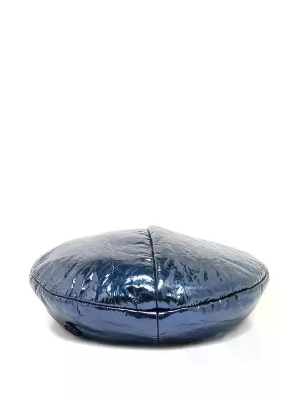 MAISON MICHEL Metallic-effect Leather Beret - Blue