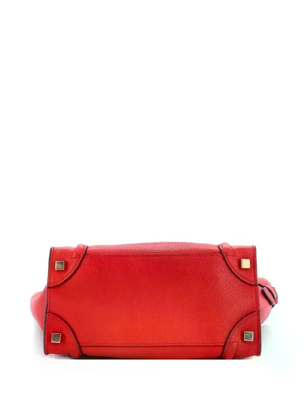 Celine Luggage Bag Grainy Leather Micro Tote - Red