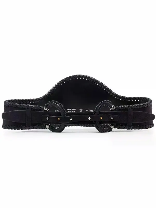 Gianfranco Ferre 2000s Curved Effect Double-buckled Suede Belt - Blue