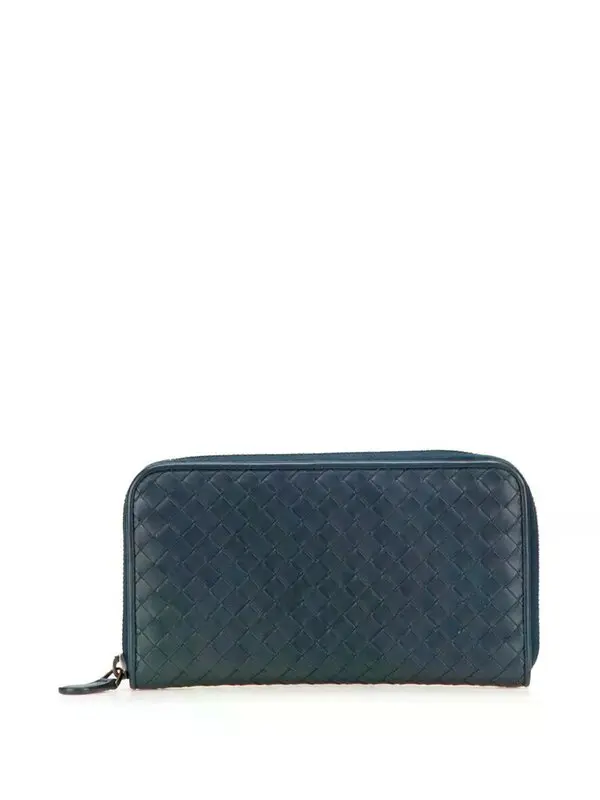 Bottega Veneta 2012-2024 Nappa Intrecciato Zip Around Wallet Long Wallets - Blue