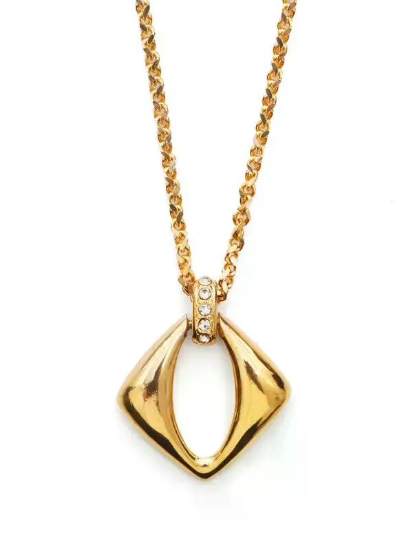 Saint Laurent 2000s Rhinestone Pendant Necklace - Gold