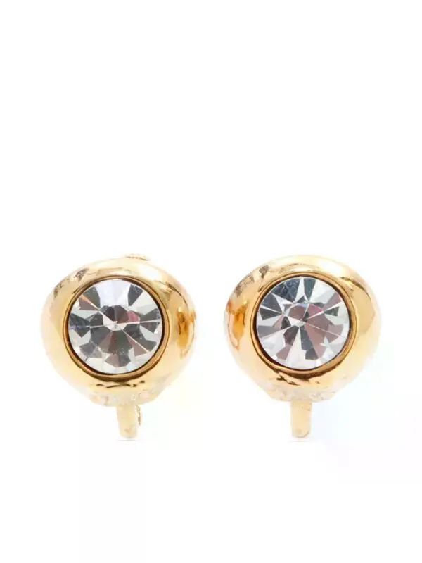 Celine Rhinestone Clip-on Earrings - Gold