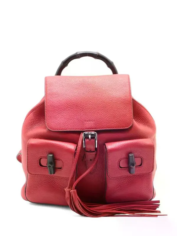 Gucci 2000-2020s Bamboo Flap Backpack - Red