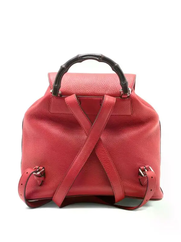 Gucci 2000-2020s Bamboo Flap Backpack - Red