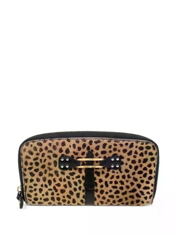 JIMMY CHOO Leopard-print Zip Wallet - Brown
