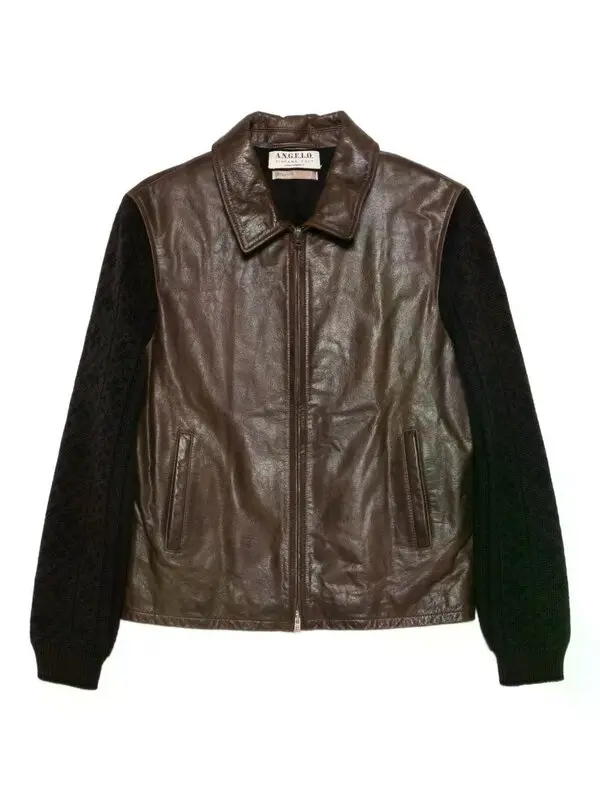 A.N.G.E.L.O. VINTAGE CULT 2000s Knitted-sleeves Leather Jacket