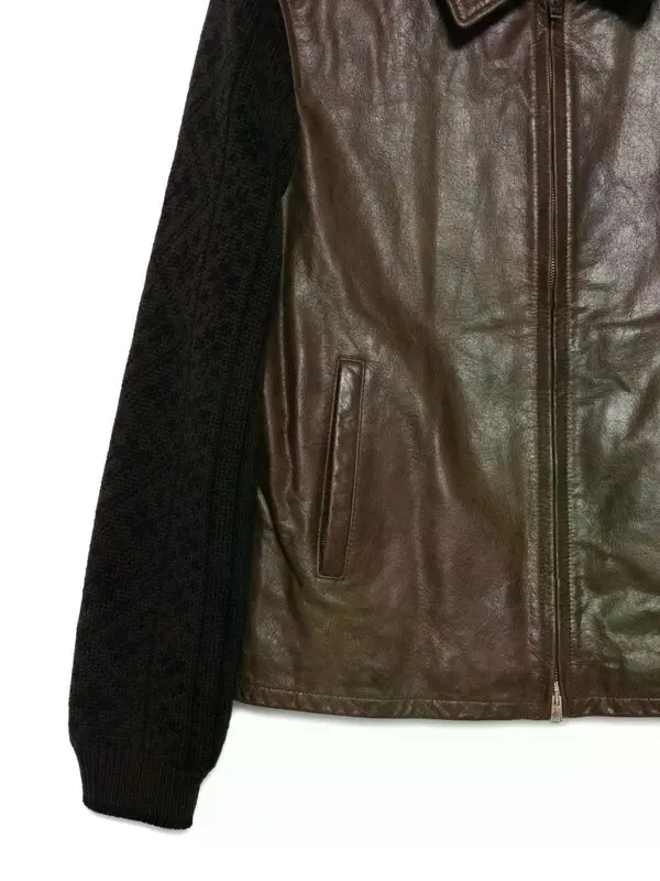 A.N.G.E.L.O. VINTAGE CULT 2000s Knitted-sleeves Leather Jacket