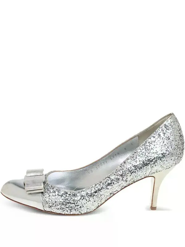 FERRAGAMO 95mm Carla Glitter Bow Pumps