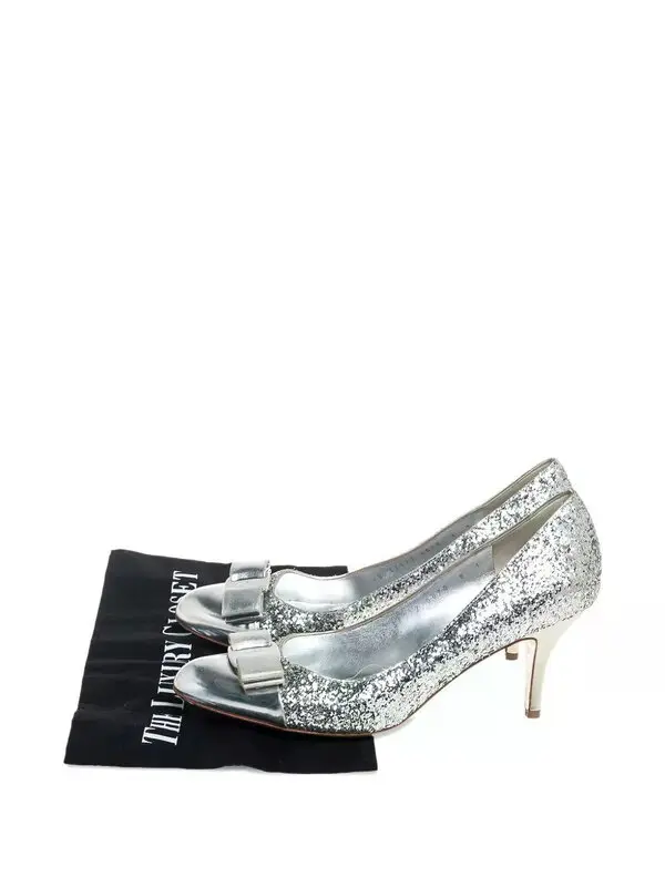 FERRAGAMO 95mm Carla Glitter Bow Pumps
