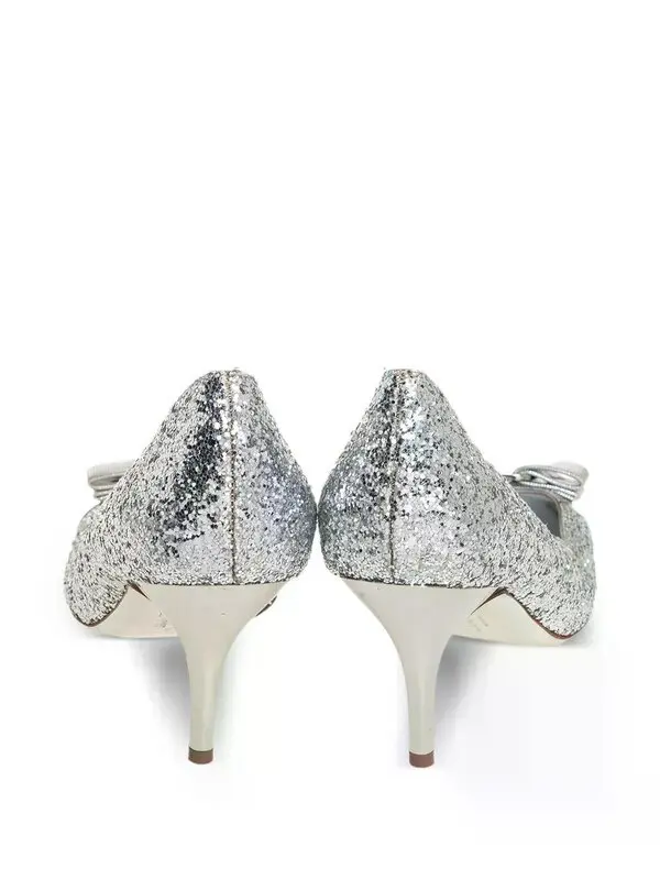 FERRAGAMO 95mm Carla Glitter Bow Pumps