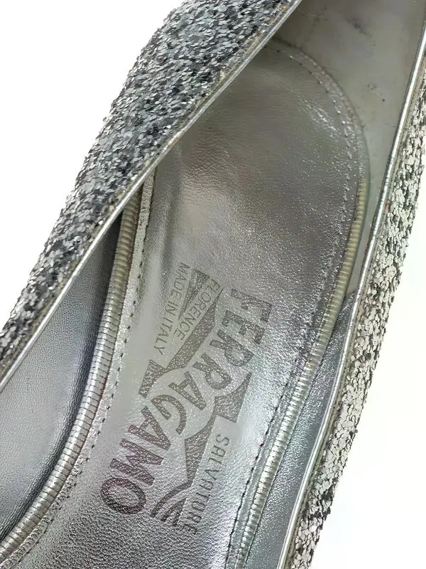 FERRAGAMO 95mm Carla Glitter Bow Pumps