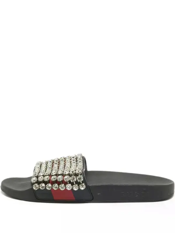 Gucci Rhinestone-embellished Leather Sandals
