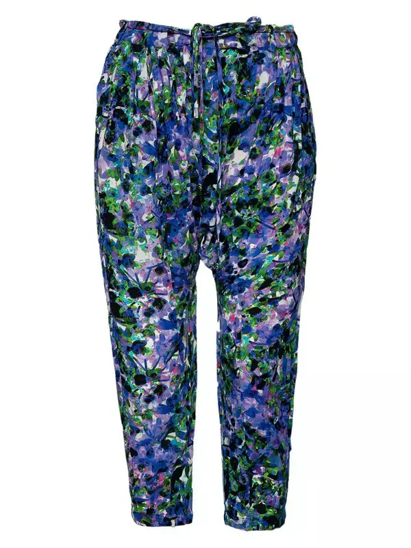 Roberto Cavalli Draped Abstract-print Trousers - Purple