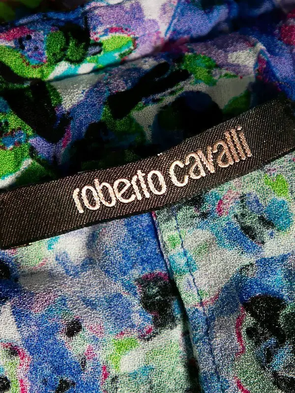 Roberto Cavalli Draped Abstract-print Trousers