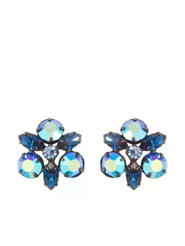 SUSAN CAPLAN 1950s Crystal-embellished Clip-on Earrings - Blue